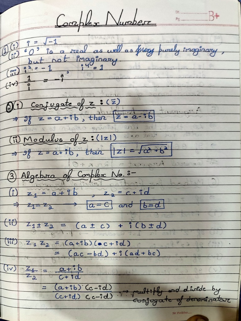 Formula Sheet For COMPLEX NUMBERS - JEE | PDF