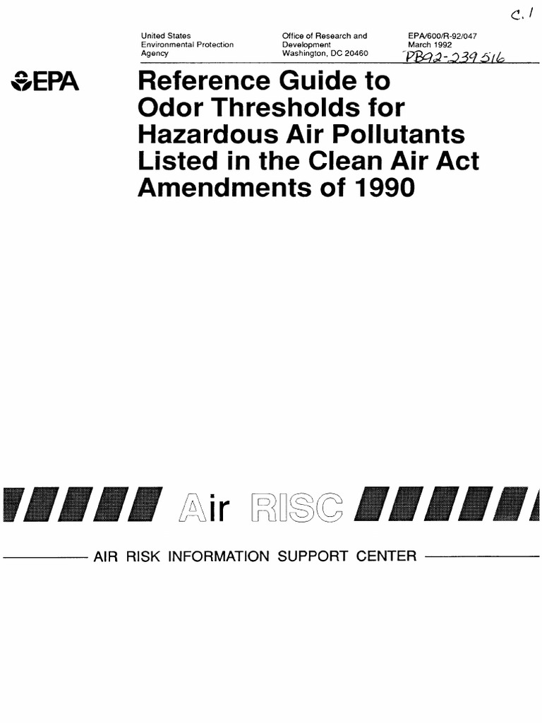 EPA - Reference Guide To Odor Threshold | PDF