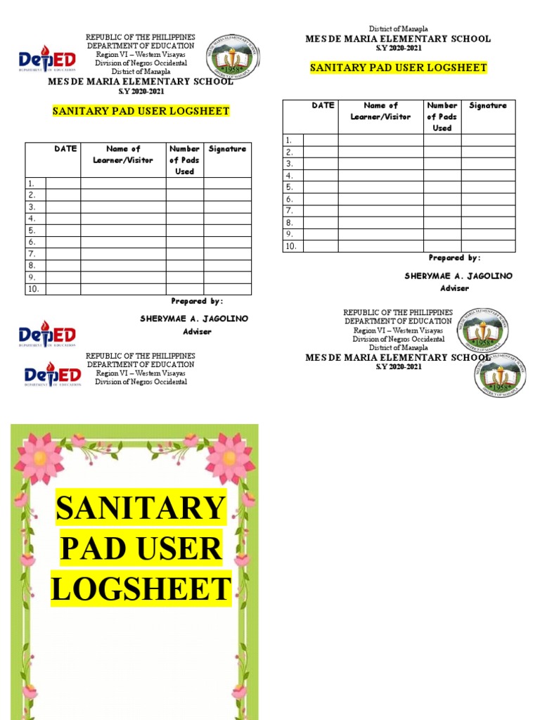Sanitary Pad Logsheet | PDF | Philippines