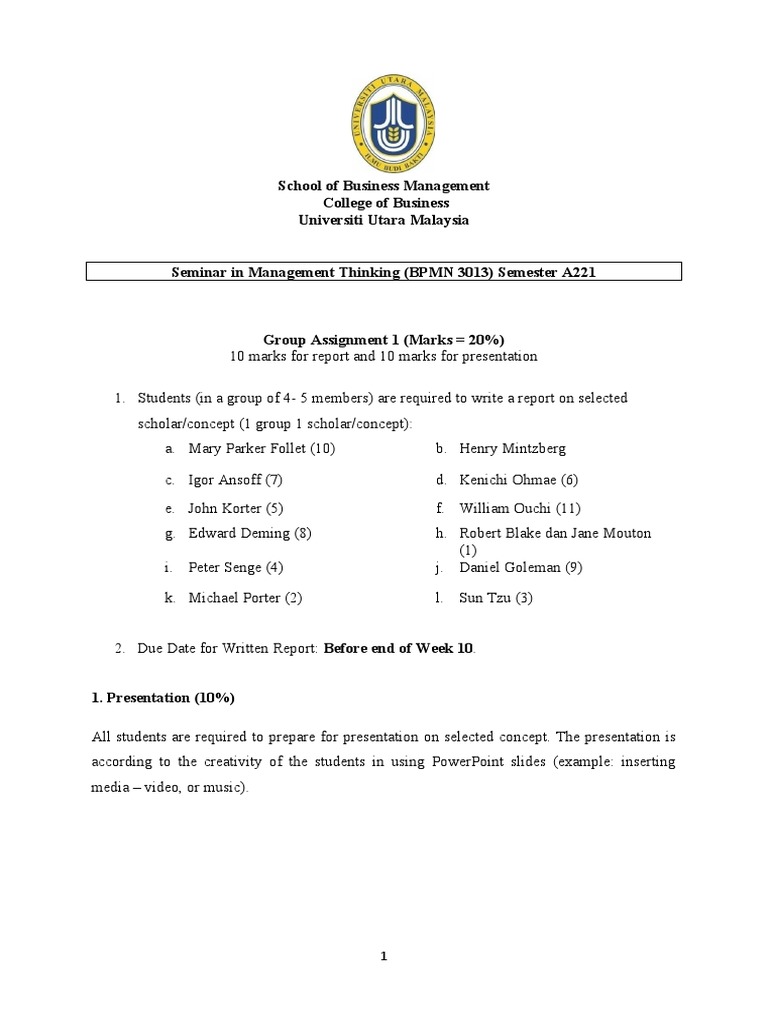 Group F Assignment 1 SCHOLARS ASSIGNMENT A221 | PDF | Career & Growth | Art