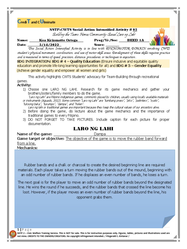 Kea Krizenette Ortega - CWTS 2 - SAIA # 5 | PDF | Games & Activities | Social Science