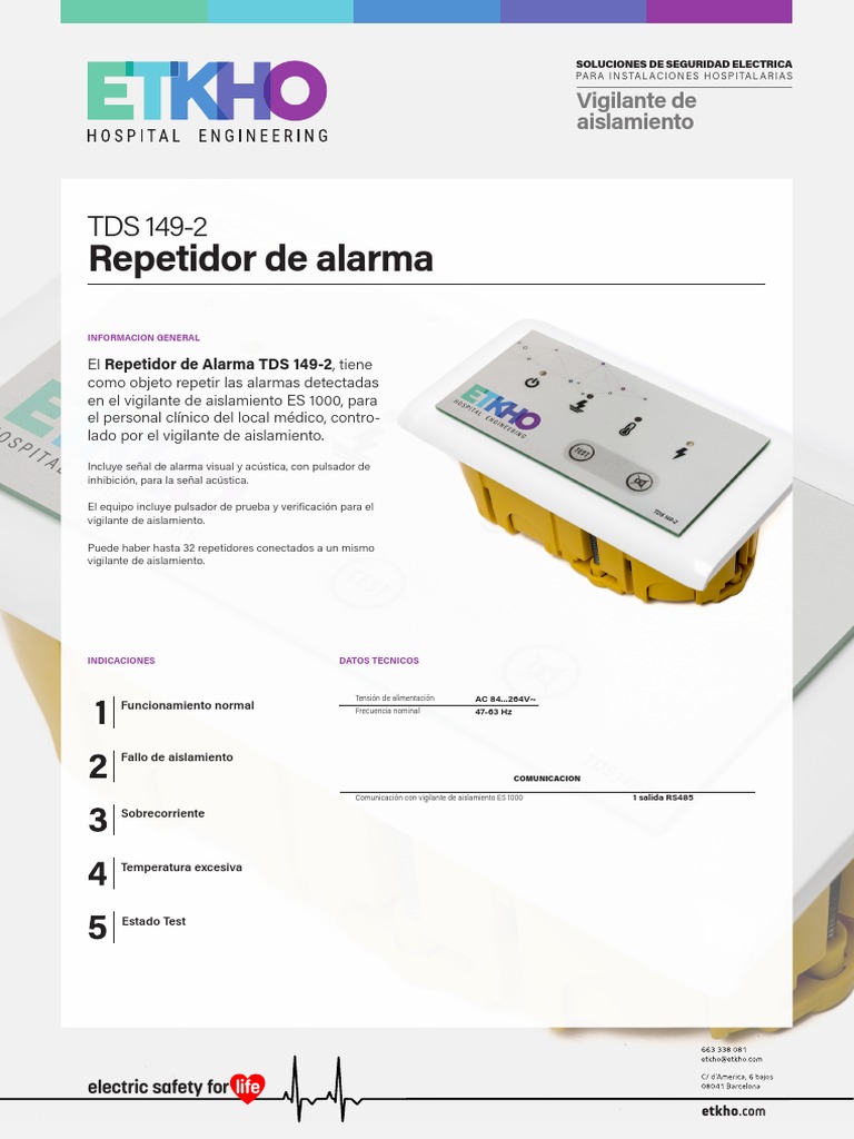 Repetidor Alarma Sistemas IT TDS149 2 Etkho Hospital Engineering | PDF
