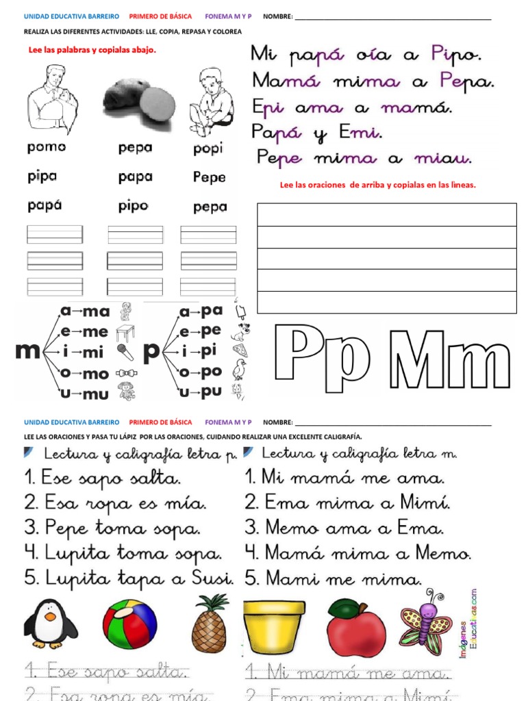 Viernes 13 de Enero - Refuerzo de Actividades-Fonema M y P | PDF