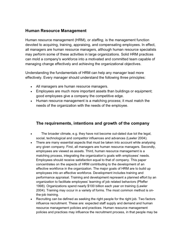 Human Resource and Conclusion | PDF