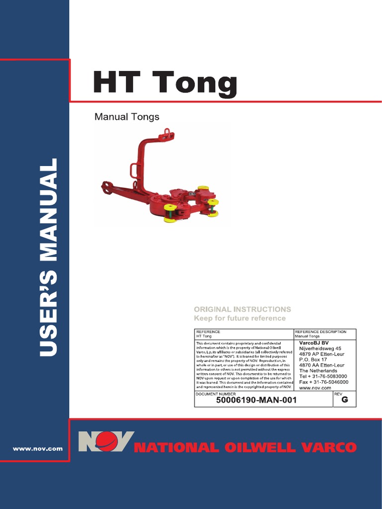 NOV HT Manual Tong-50006190 MAN 001-Rev G | PDF | Trademark | Personal ...