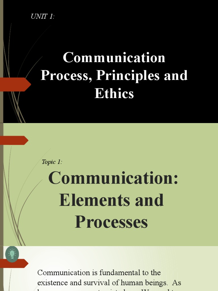 UNIT 1 Communication Process Principles and Ethics 1 | PDF ...