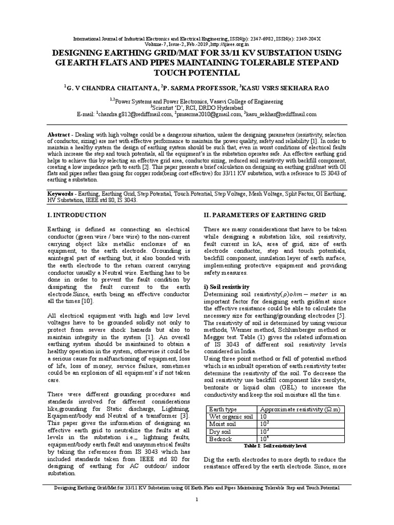 Designing Earthing Grid/Mat For 33/11 KV Substation Using Gi Earth ...
