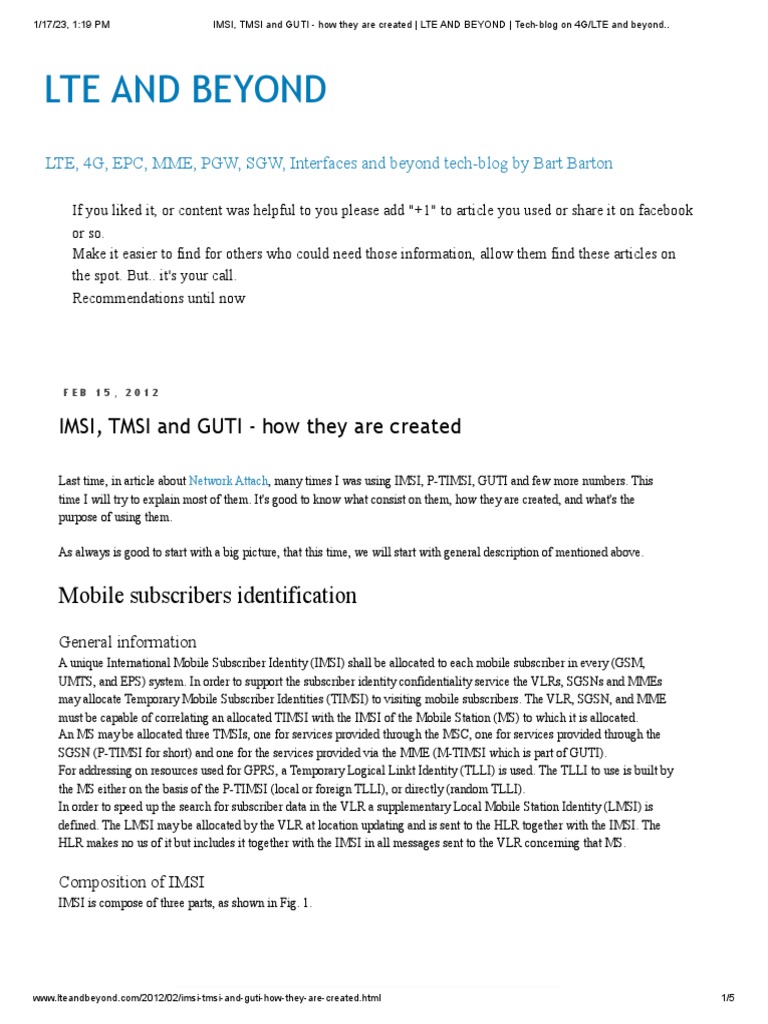 IMSI, TMSI and GUTI - How They Are Created - LTE and BEYOND - Tech-Blog ...