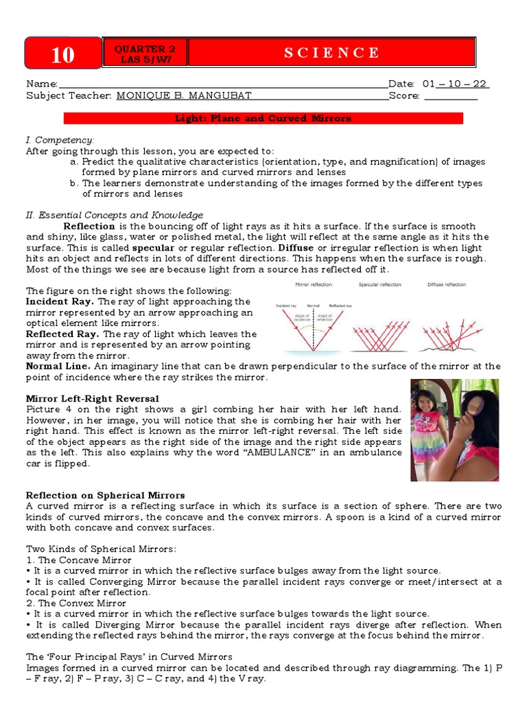QUARTER 2 - A4 | PDF | Mirror | Optics