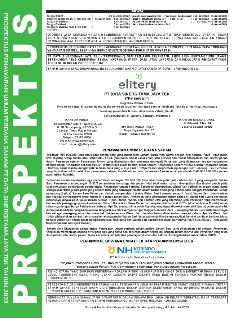 F - Prospektus Final PT Data Sinergitama Jaya TBK | PDF
