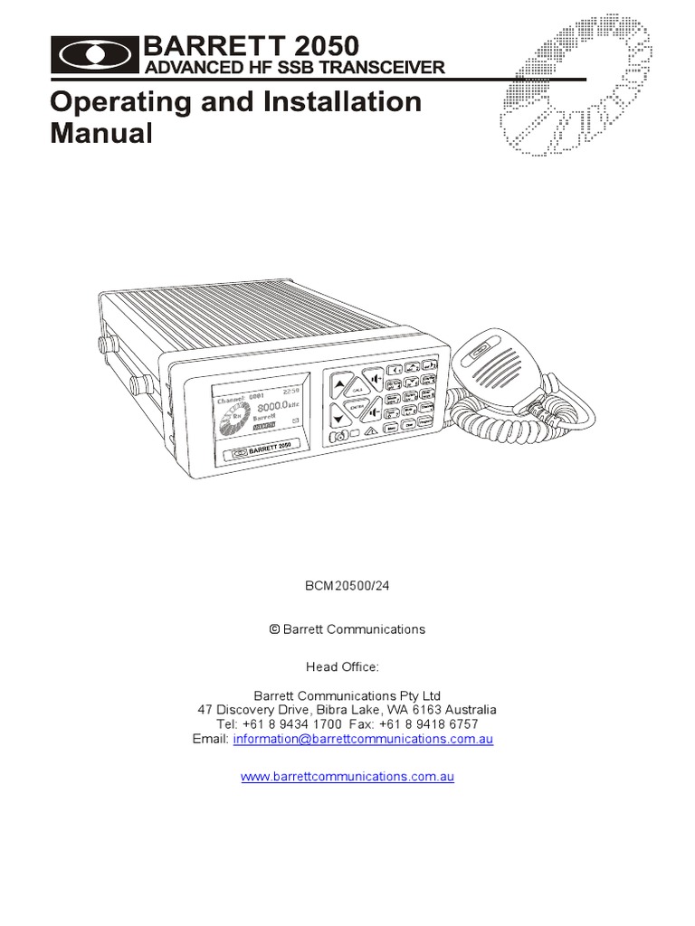 Barrett 2050 Operation and Installation Manual 24 | PDF | High ...