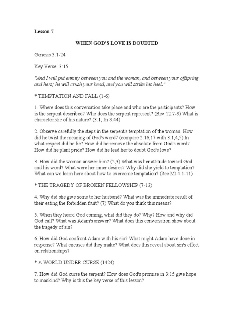 Lesson 7 When God'S Love Is Doubted | PDF | Religion & Spirituality