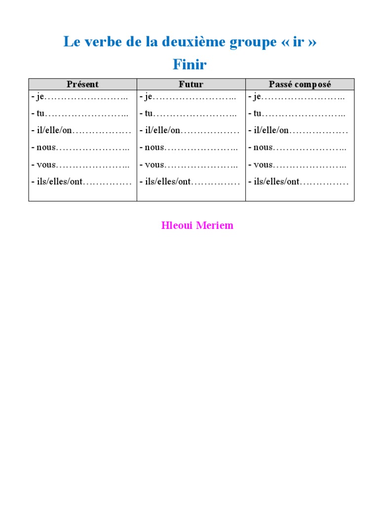 Verbes du 2ème groupe : "ir" | PDF | Arts du langage et discipline ...