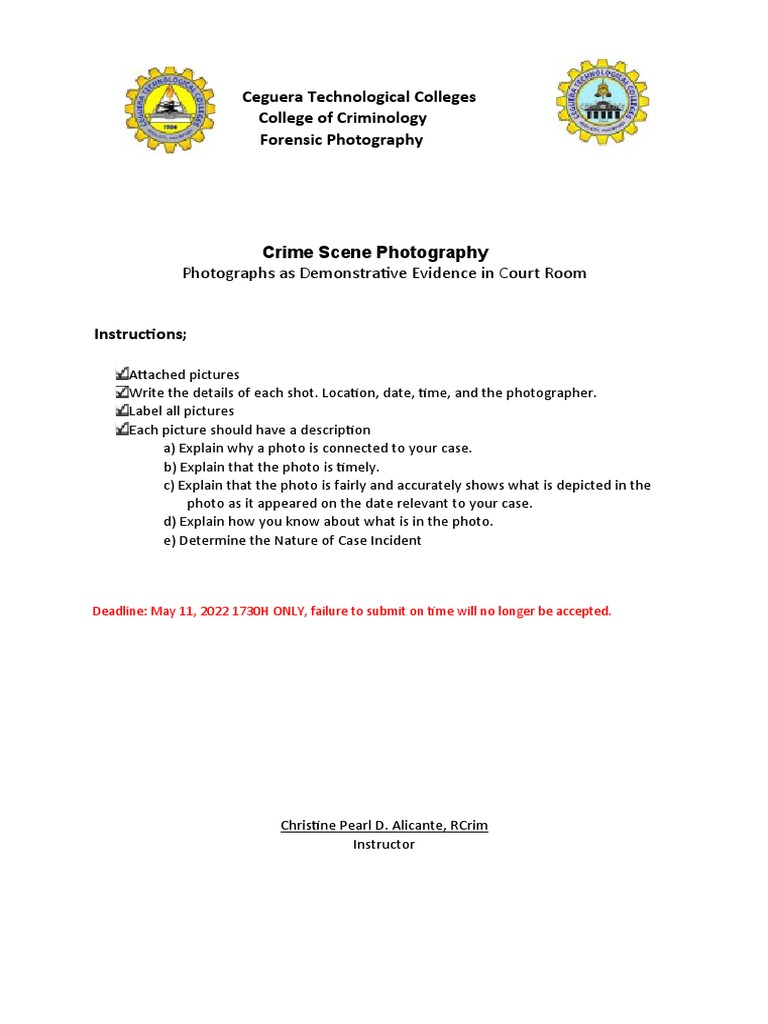 Crime Scene Photography Activity | PDF | Crime Scene | Forensic Science
