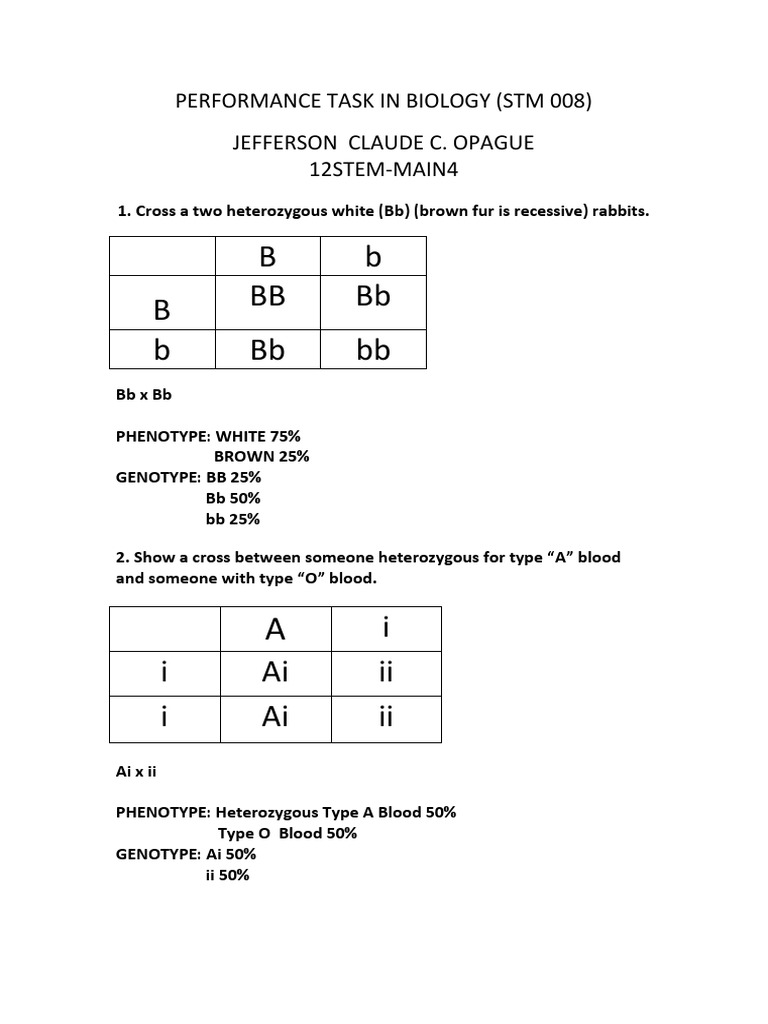 Performance Task in Biology | PDF