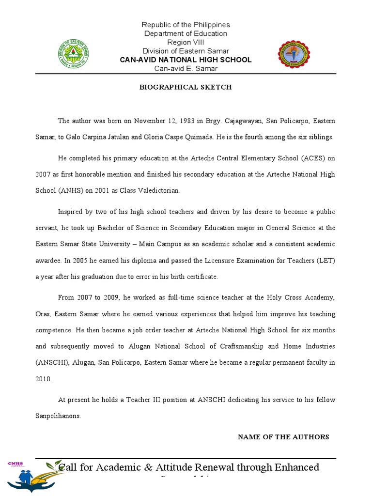 Biographical Sketch Sample | PDF