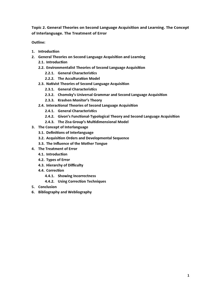 Topic 2. General Theories On Second Language Acquisition and Learning ...