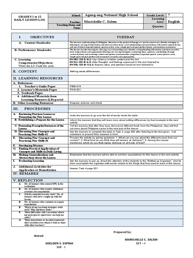 Cot English 7 | PDF | Learning | English Language
