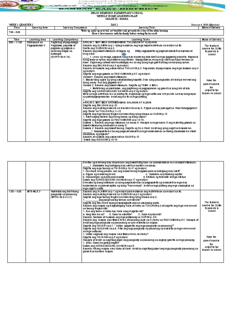 WHLP Week 1 Grade3 Q2 | PDF