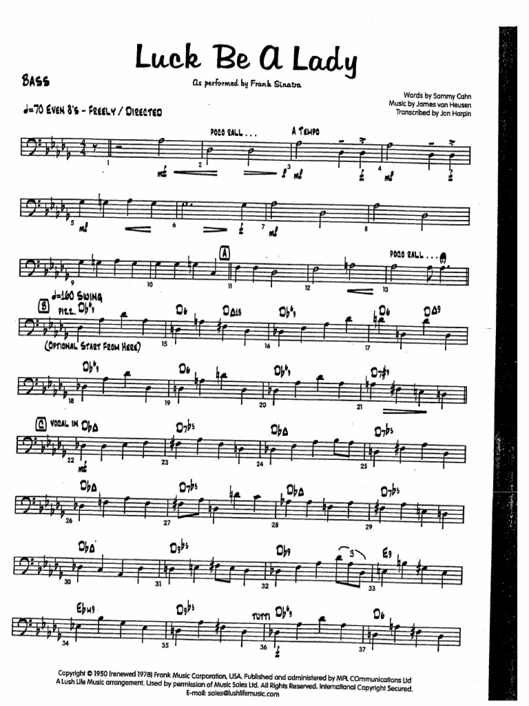 Luck Be A Lady - Bass | PDF