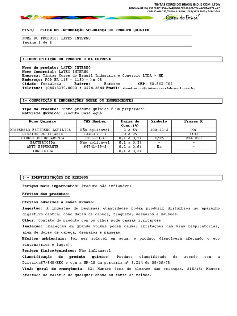 Fispq | PDF | Embalagem e rotulagem | Primeiros socorros