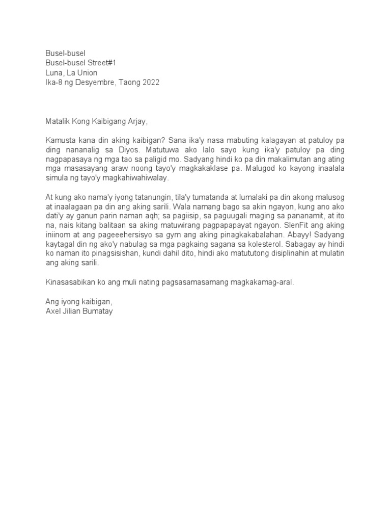 Idoc - Pub - Liham Pangkaibigan Paanyaya Pasasalamat | PDF