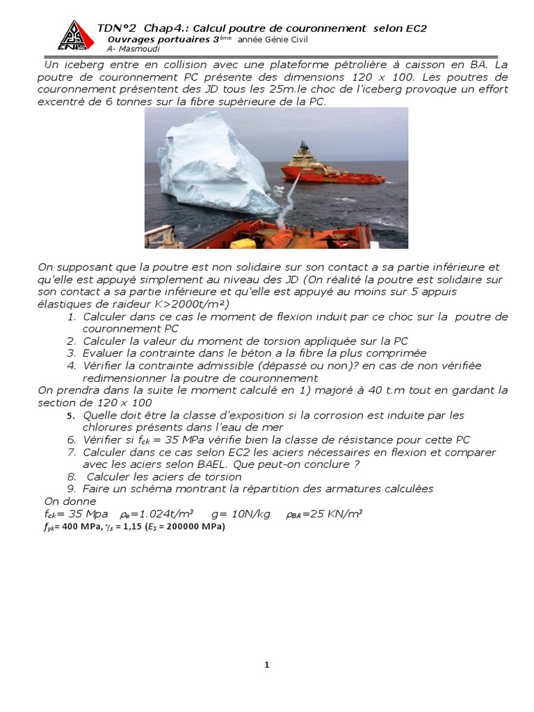 TD Chap 4 TDN2 Corrigé Poutre Couronnement | PDF