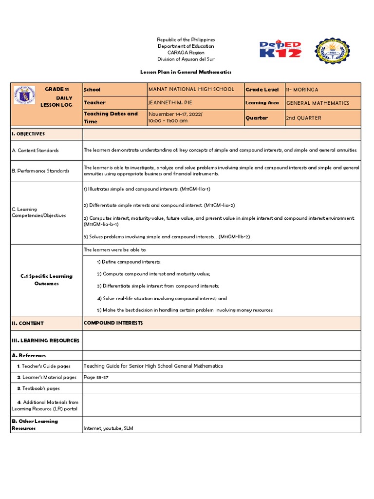 Compound Interest Lesson Plan | PDF | Interest | Compound Interest