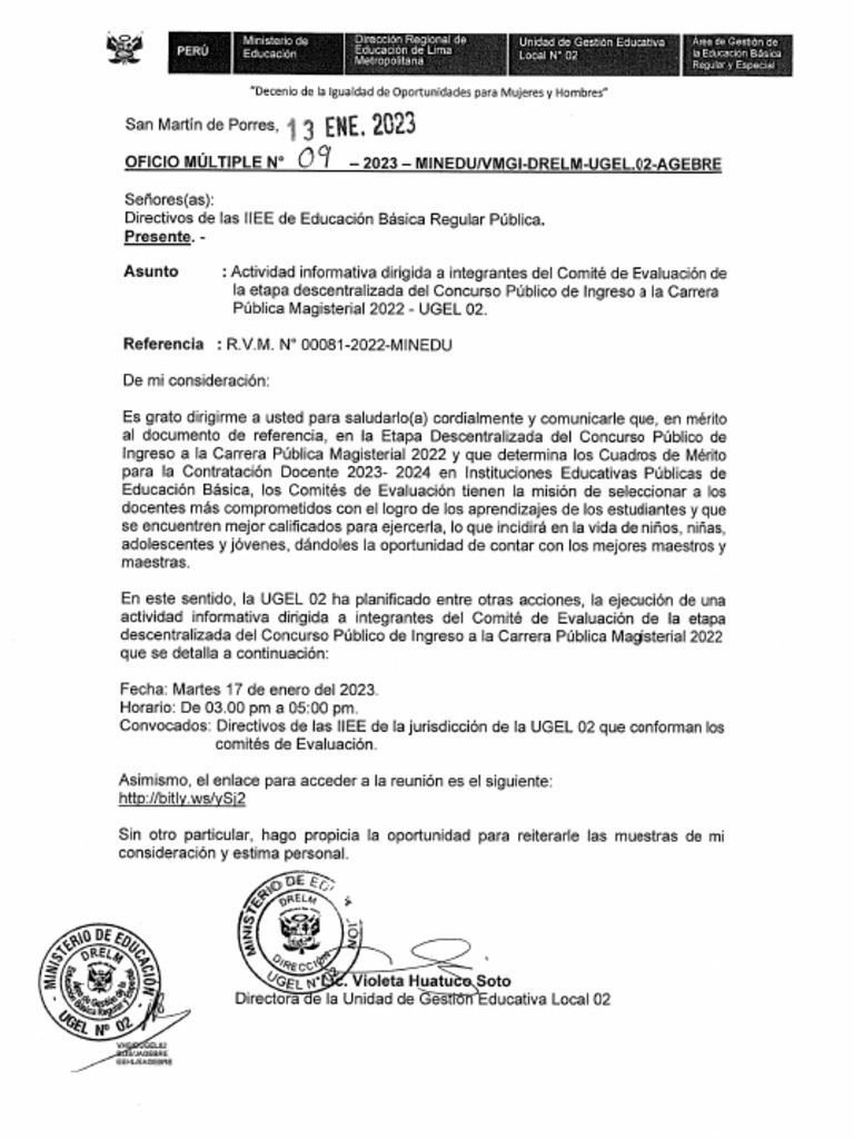 Oficio Multiple 009-2023 | PDF