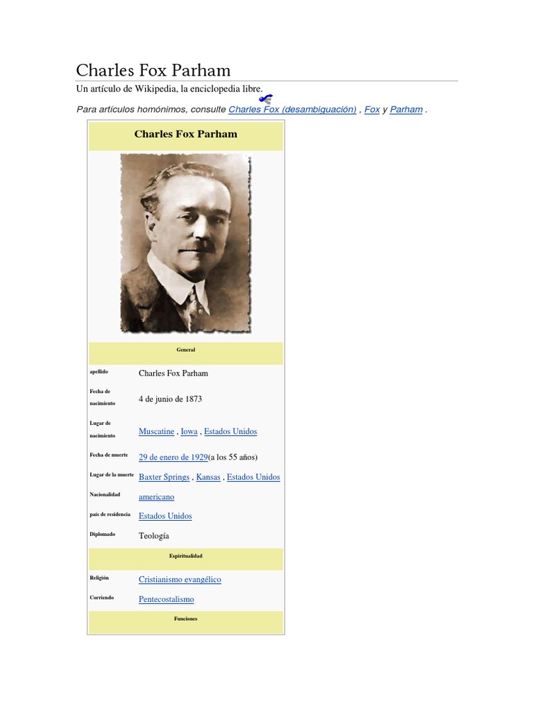 Charles Fox Parham | PDF Charles Fox Parham | PDF