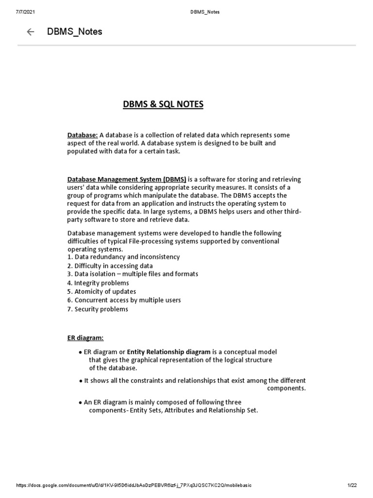 DBMS Notes | PDF | Database Transaction | Databases