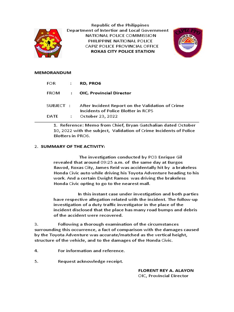 Alayon, Florent Rey A. (After-Incident Report) | PDF | Social Science