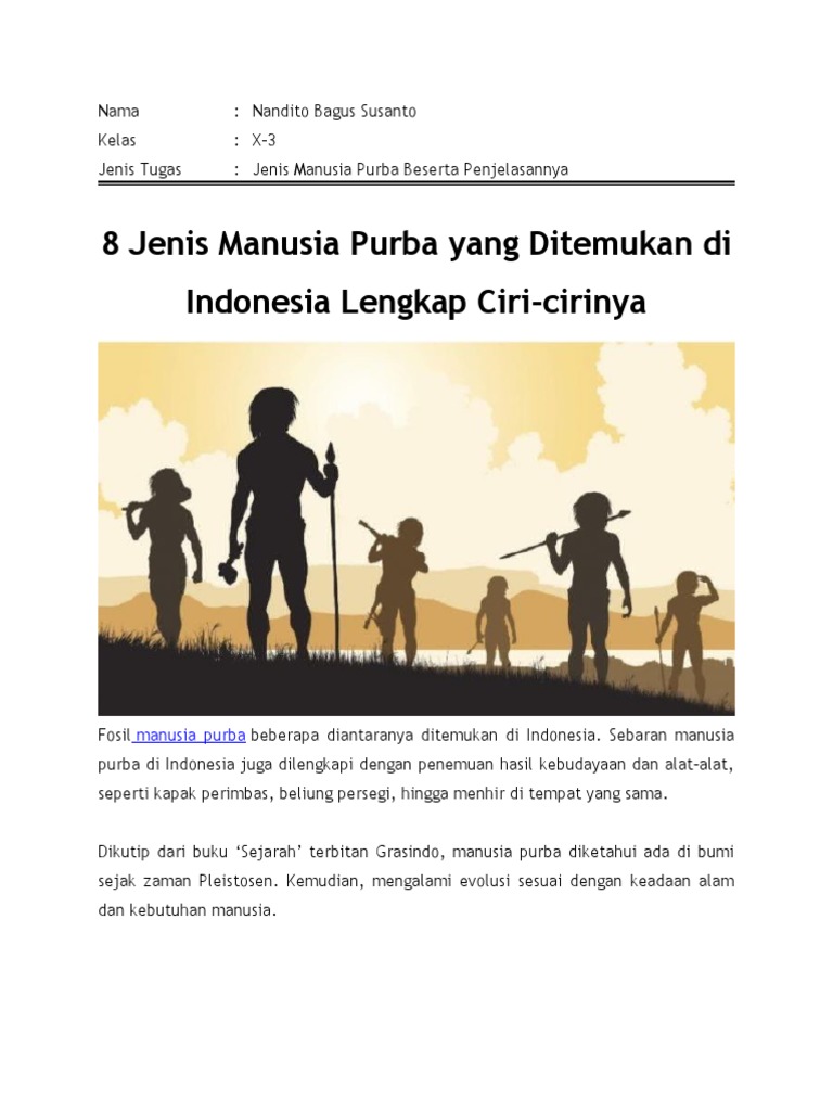Jenis-Jenis Manusia Purba di Indonesia | PDF | Ilmu Sosial