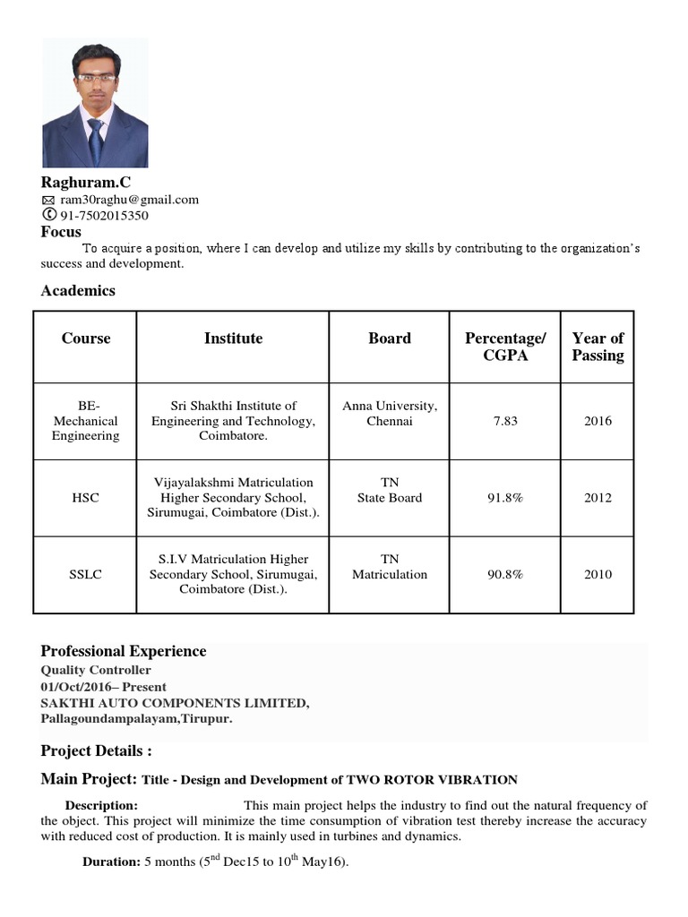 Dup Raghuram Resume (Design) | PDF | Mechanical Engineering | Engineering