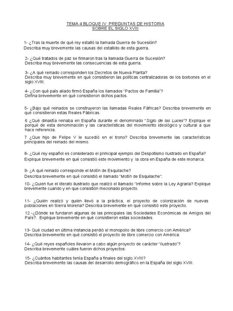 Preguntas Cortas Tema 4 | PDF