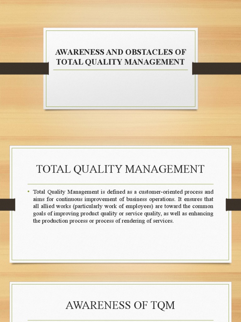 Awareness and Obstacles of Total Quality Management | PDF | Quality ... Awareness and Obstacles of Total Quality Management | PDF | Quality ...
