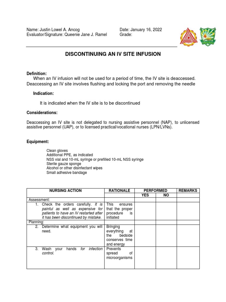 Discontinuing IV Fluids Ancog, J | PDF | Intravenous Therapy | Clinical ...