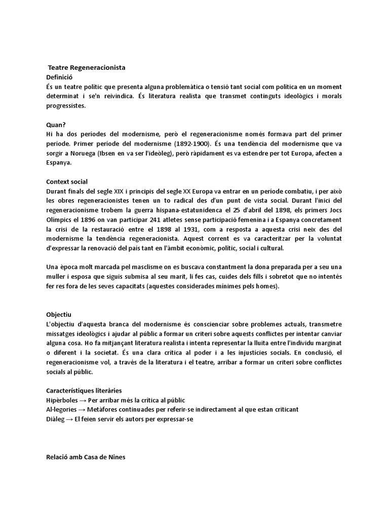 Tearte Regeneracionista - Concepte | PDF