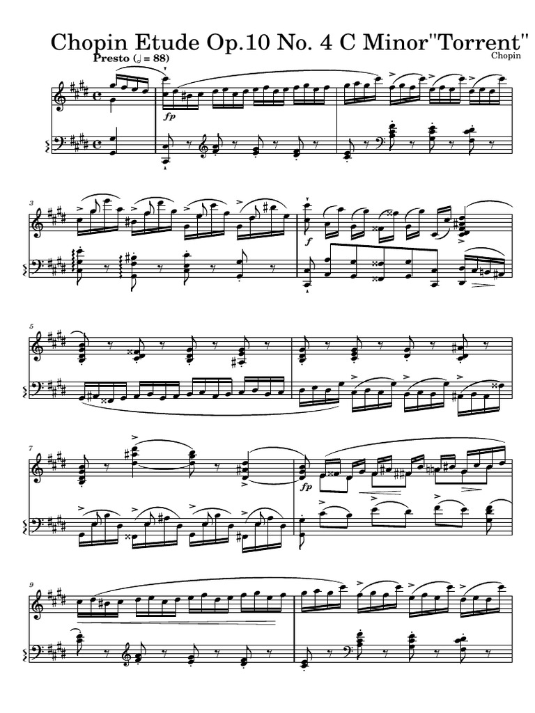 Chopin Etude Op.10 No. 4 C Minor"Torrent": Presto ( | PDF | Musical ...