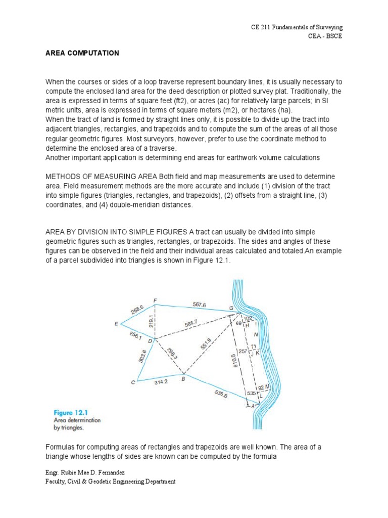 Area Computation | PDF | Area | Surveying