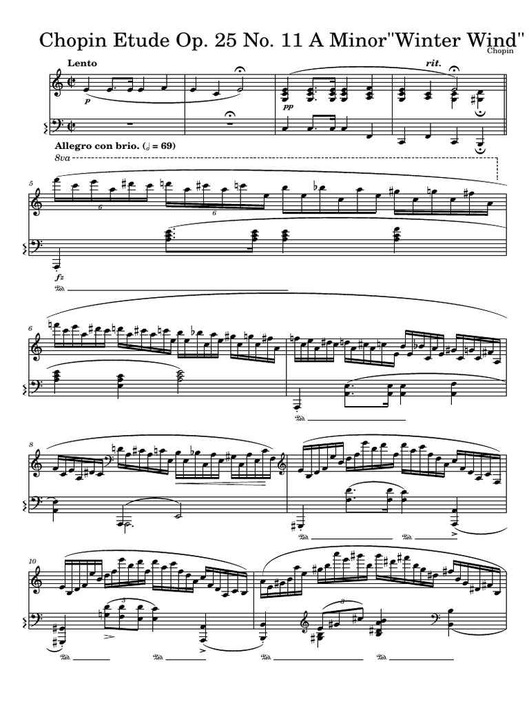 Chopin Etude Op. 25 No. 11 A Minor"Winter Wind": Lento | PDF