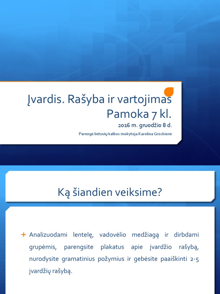 7 Kl. Įvardis | PDF