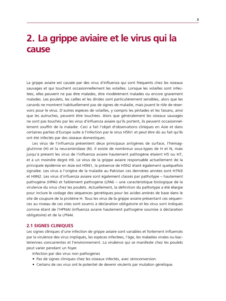 Symptômes de la grippe aviaire chez les volailles | PDF | Grippe ...