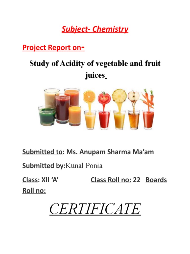Chemistry Project Report 12 | PDF | Carrot | Cucumber