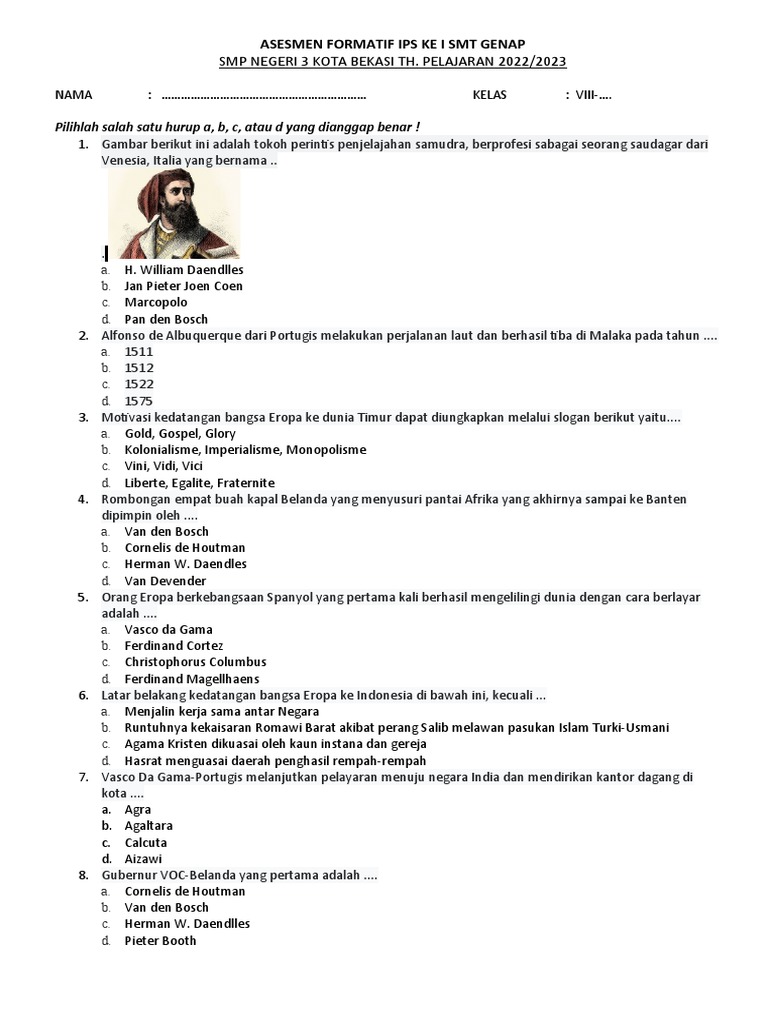 Soal Asesmen Formatif IPS SMP | PDF | Perjalanan | Seni