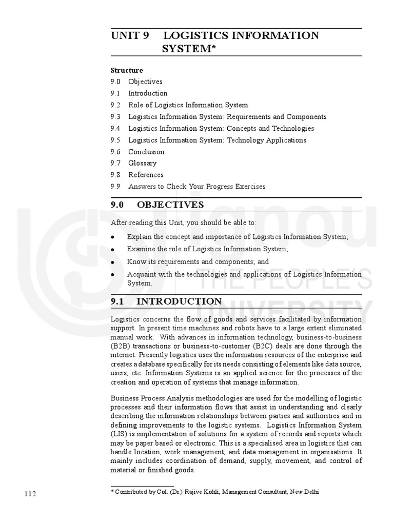 Logistics Information System Overview | PDF | Customer Relationship ...
