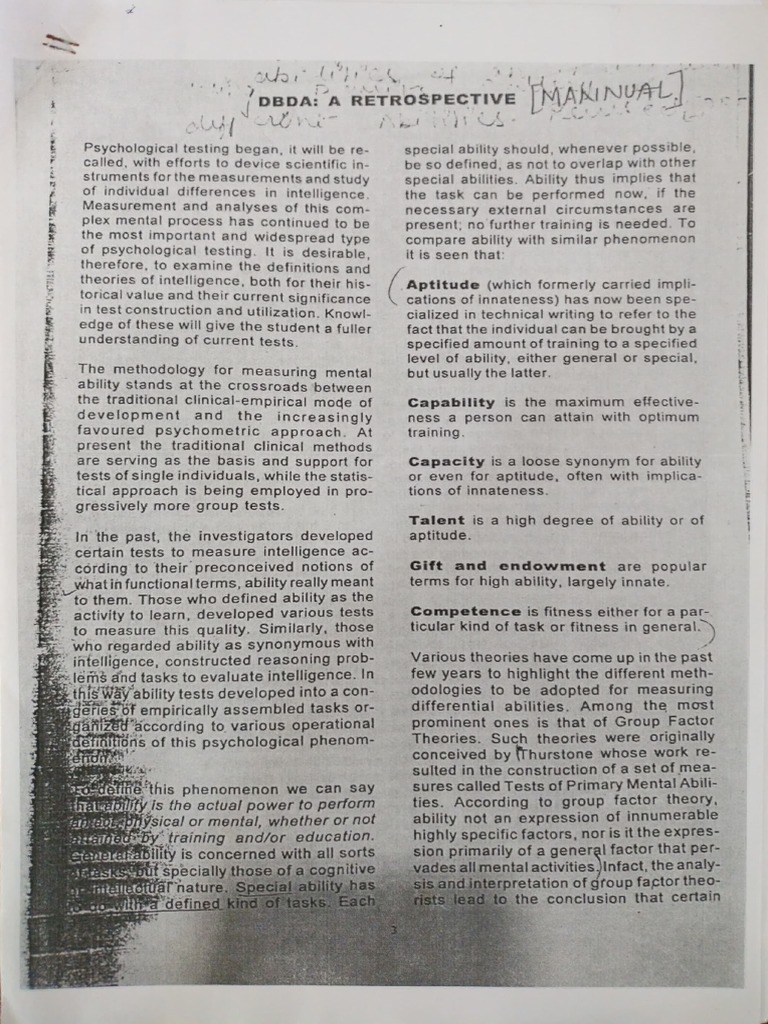 DBDA Manual | PDF | Intelligence | Psychology