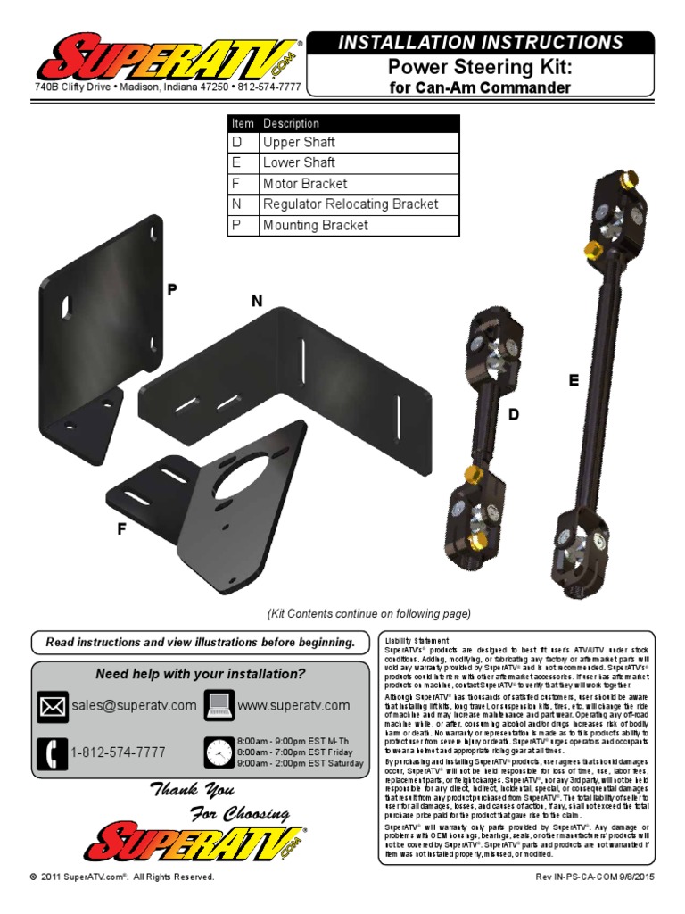 Commander EPS Installation | PDF | Steering | Transport