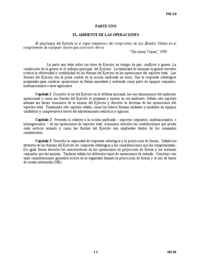 Cap 1, FM 3-0 | PDF | Militar | Estrategia militar