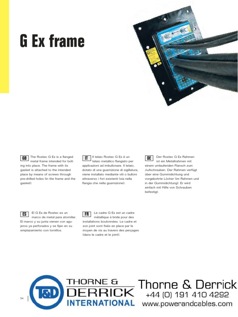Roxtec G Welded Ex Cable Transit Frame Data Sheet | PDF